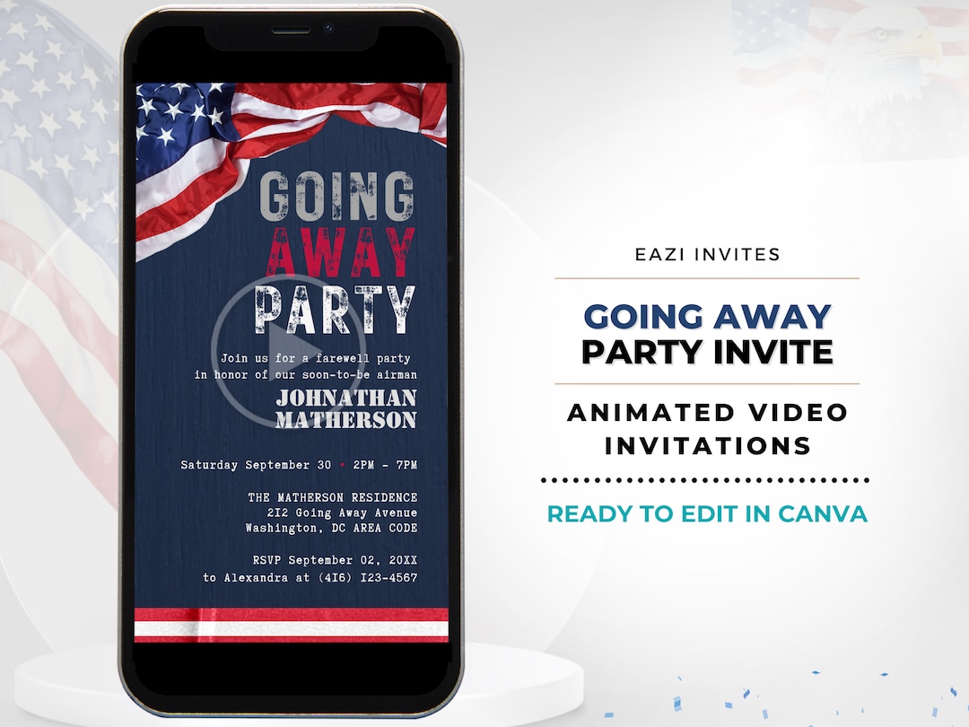 Deployment Send off Going Away Party Video Invitation Template I ...