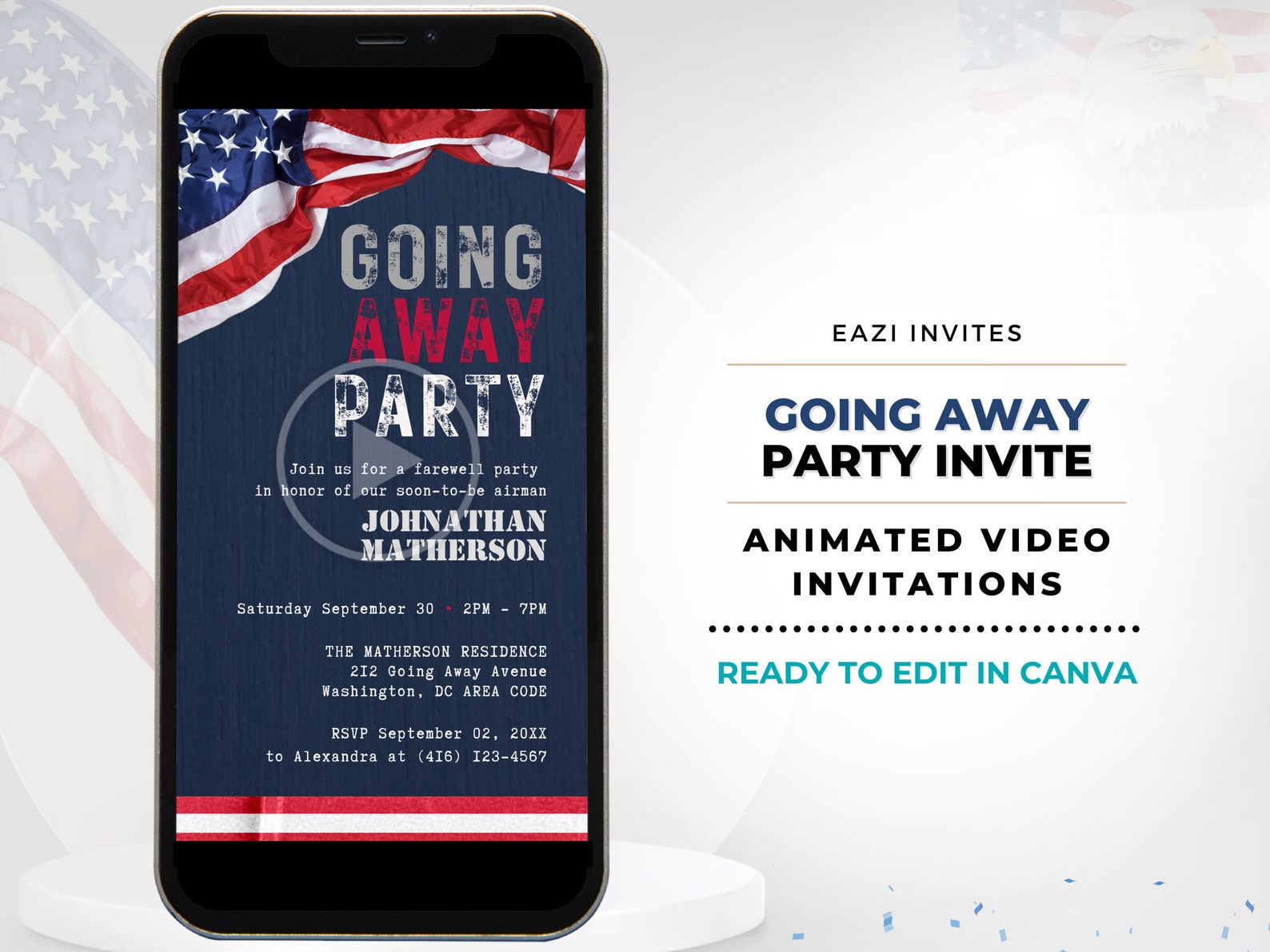 Deployment Send off Going Away Party Video Invitation Template I ...