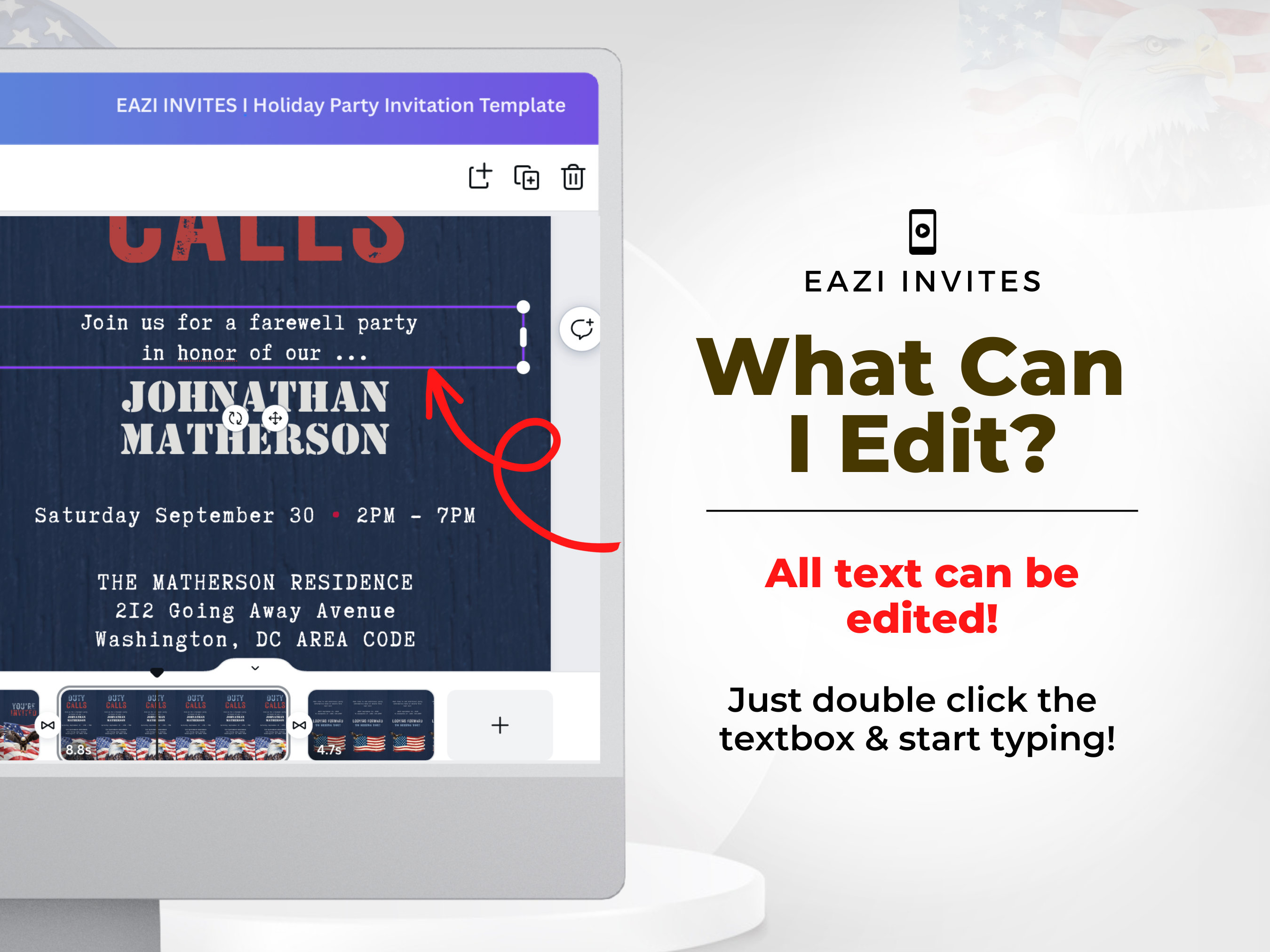 Deployment Send off Going Away Party Video Invitation Template I ...