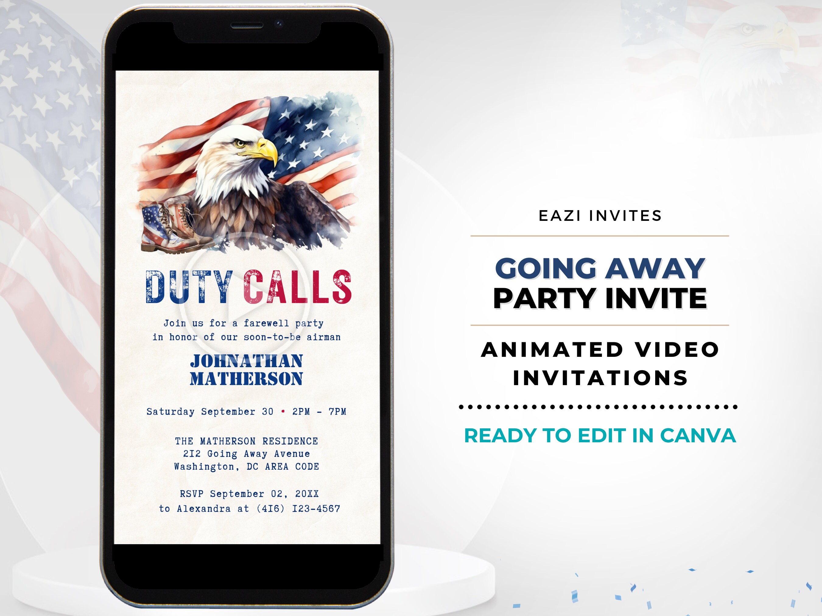 Deployment Send off Going Away Party Video Invitation Template I ...