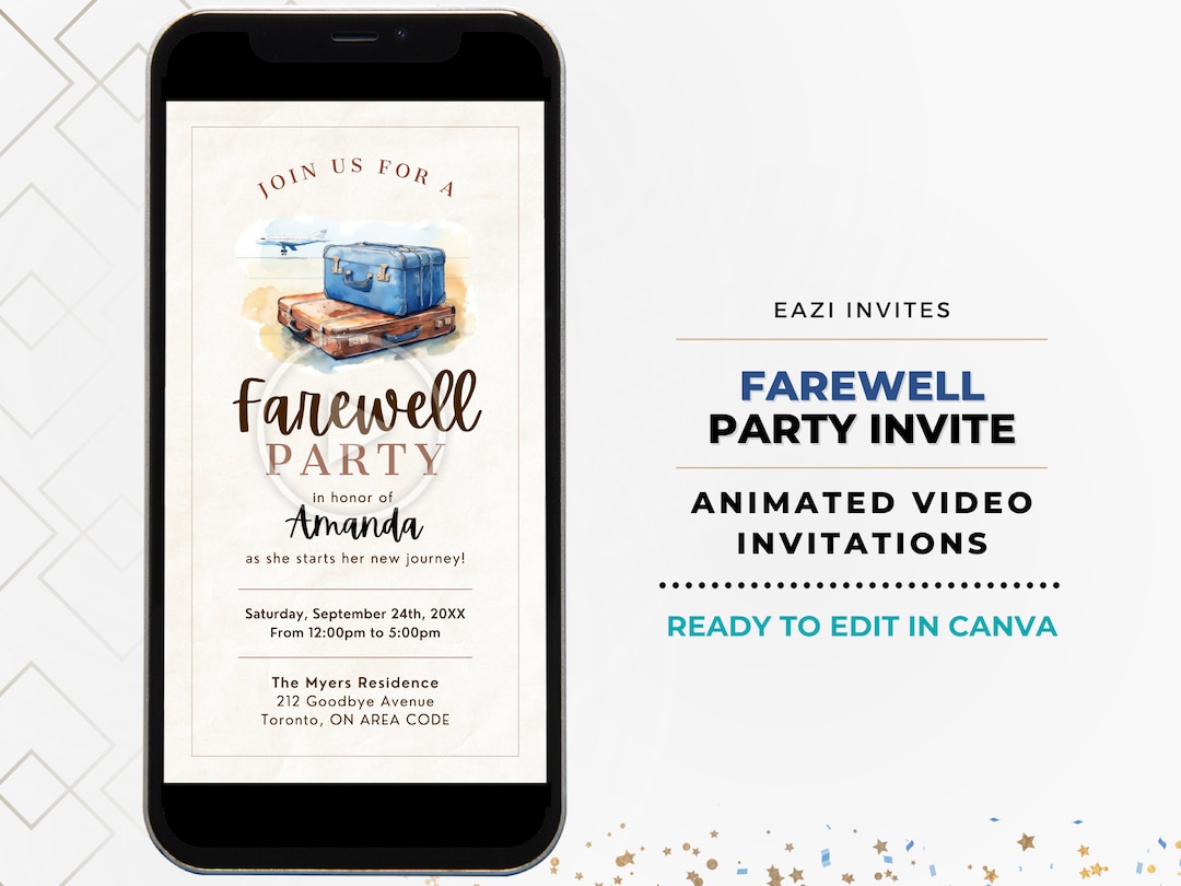 Going Away Moving Farewell Trunk Party Video Invitation Template I ...
