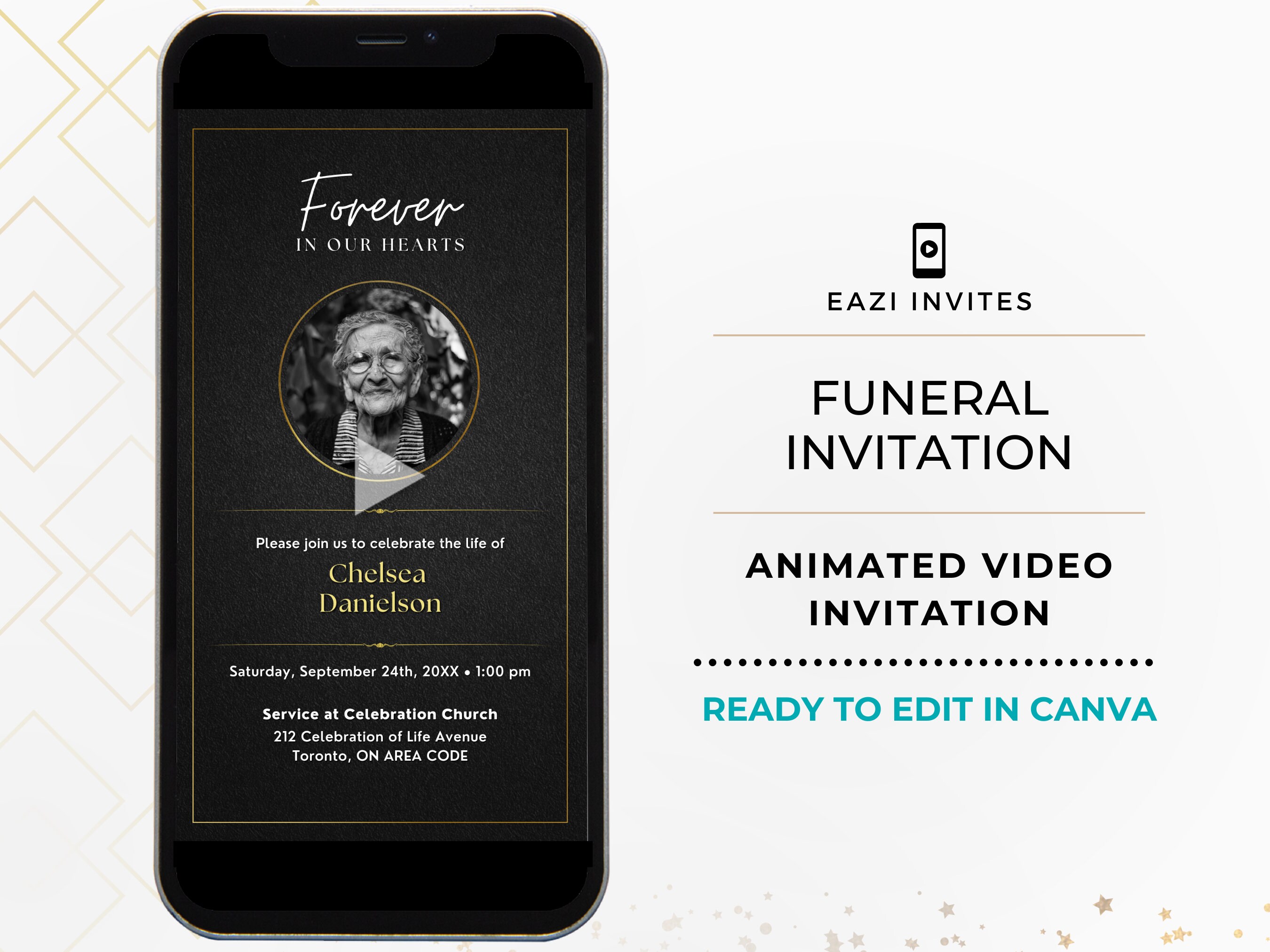 Celebration of Life Funeral Service Invitation Video Template With ...