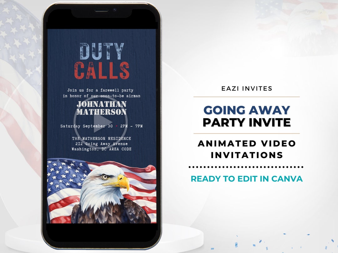 Deployment Duty Calls Going Away Party Video Invitation Template I ...