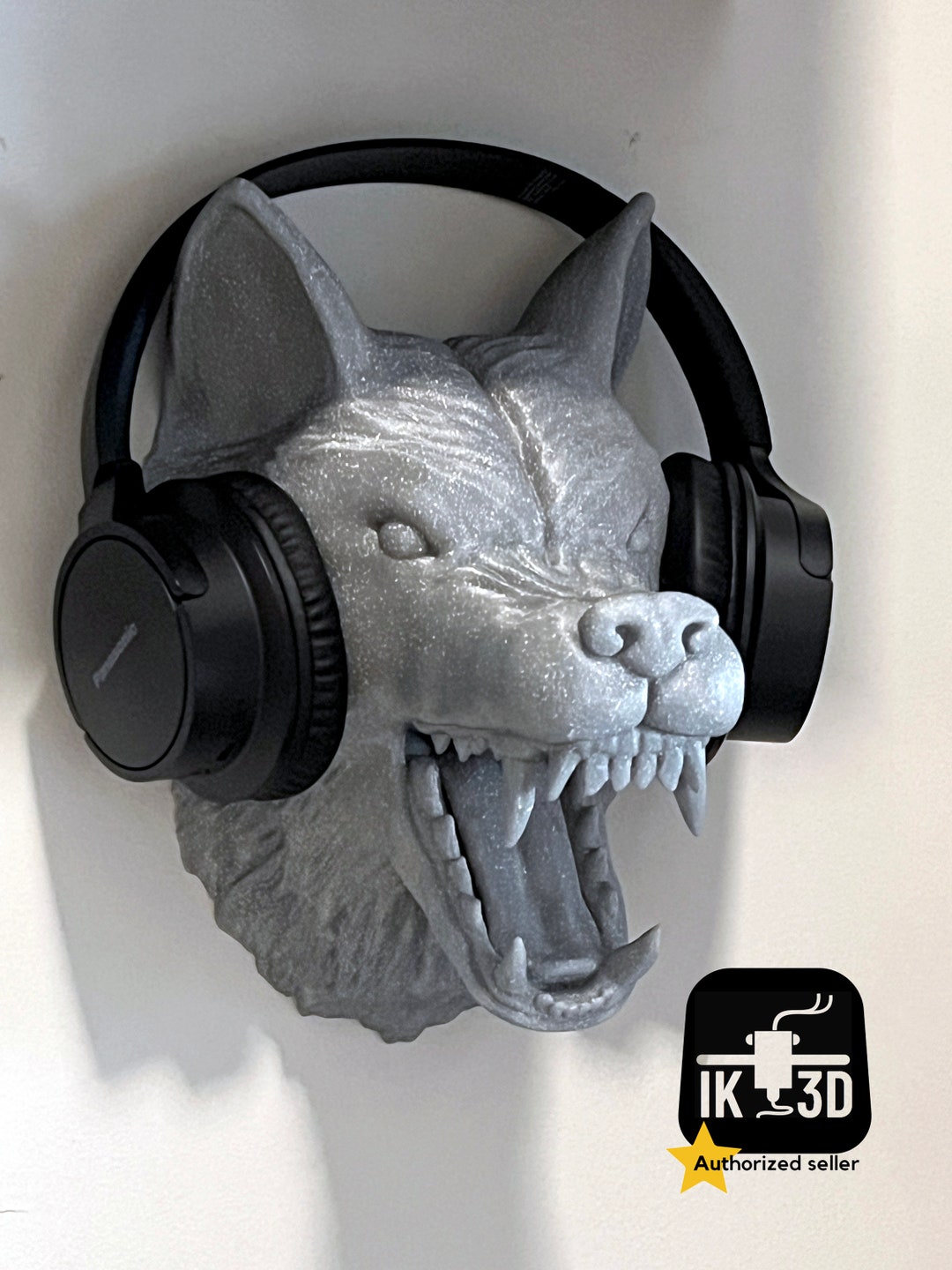 Wolf Headphone Holder Sparkling Gray or Black 3D Print - Etsy