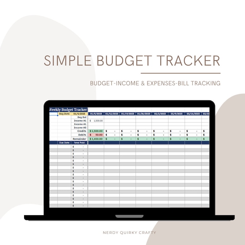 Simple Weekly Budget Tracker - Etsy