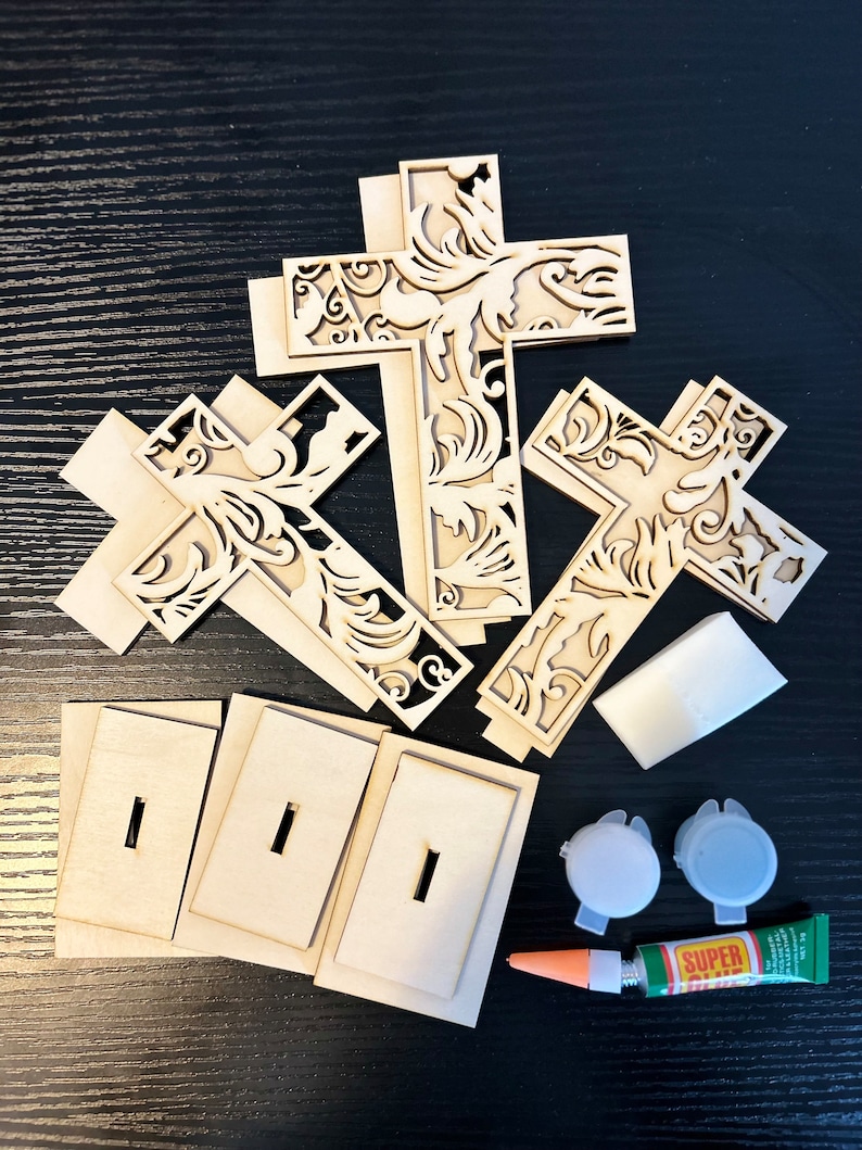 Laser Cut Floral Crosses Craft Kit Diy - Etsy
