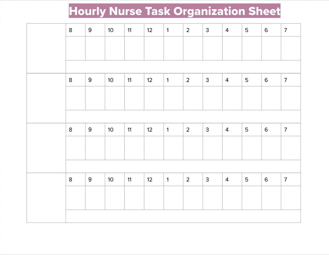 Hourly Nurse Task Sheet up to 4 Patients - Etsy