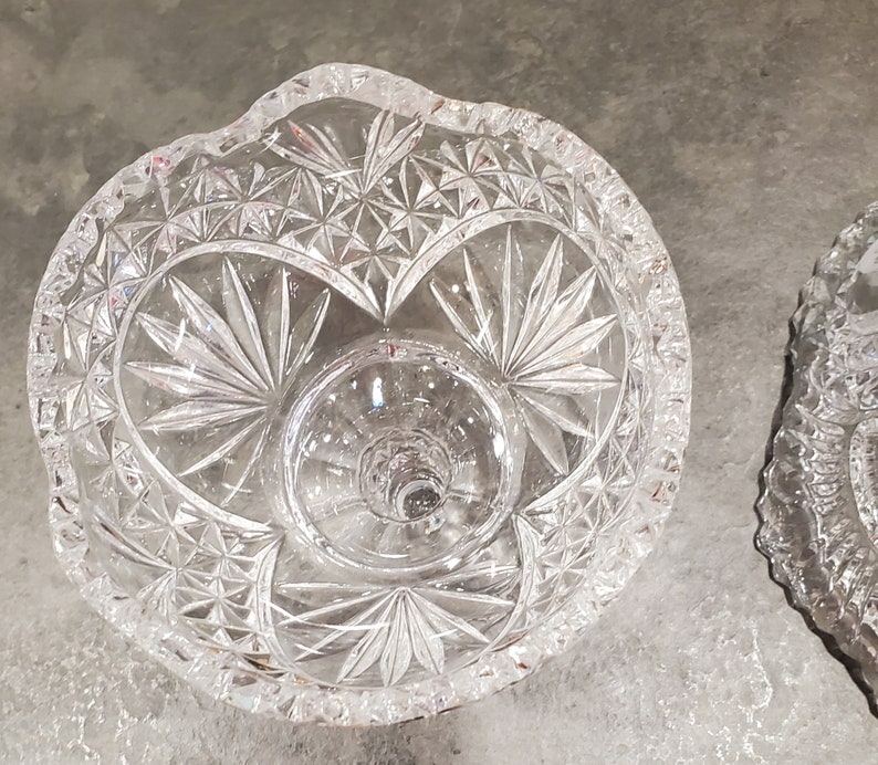 Pressed Glass Crystal Footed Pedestal Compote Dish / Byrdes Collection ...