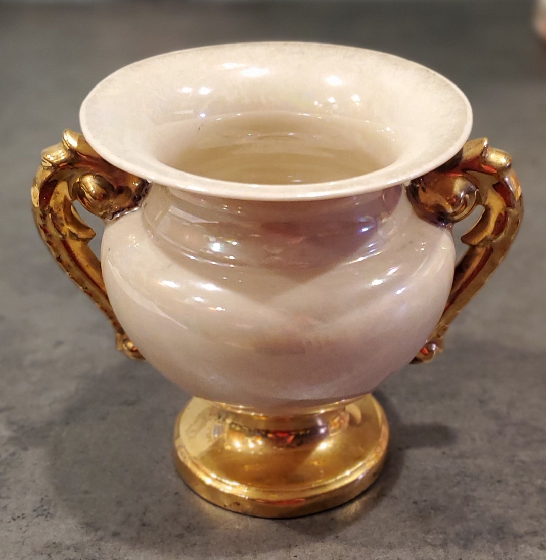 Cream Pearlescent Lusterware MC Pedestal Vase - Etsy