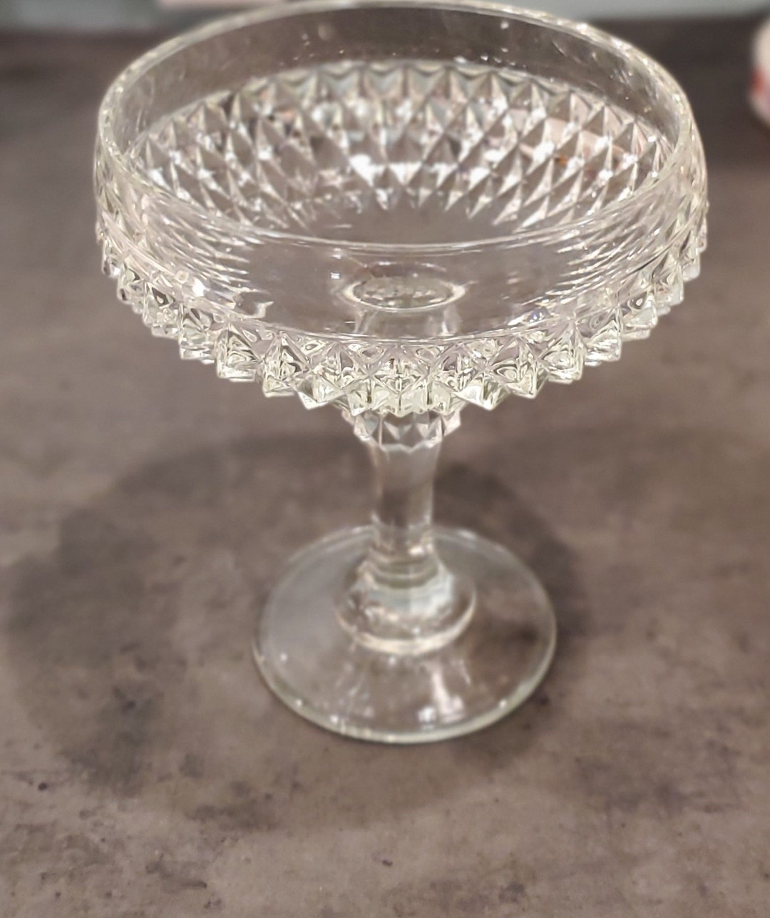 Indiana Glass Footed Diamond Point Glass Candy Dish / Vintage - Etsy