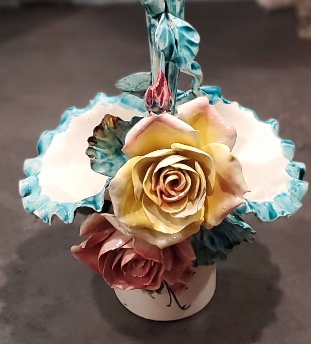 Vtg Capodimonte Style Ceramic Flower Basket Made in Italy - Etsy