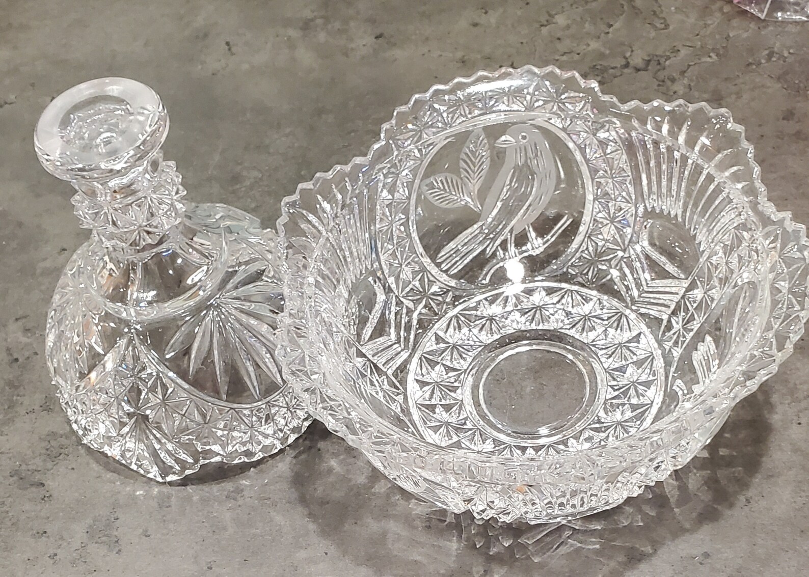 Pressed Glass Crystal Footed Pedestal Compote Dish / Byrdes Collection ...