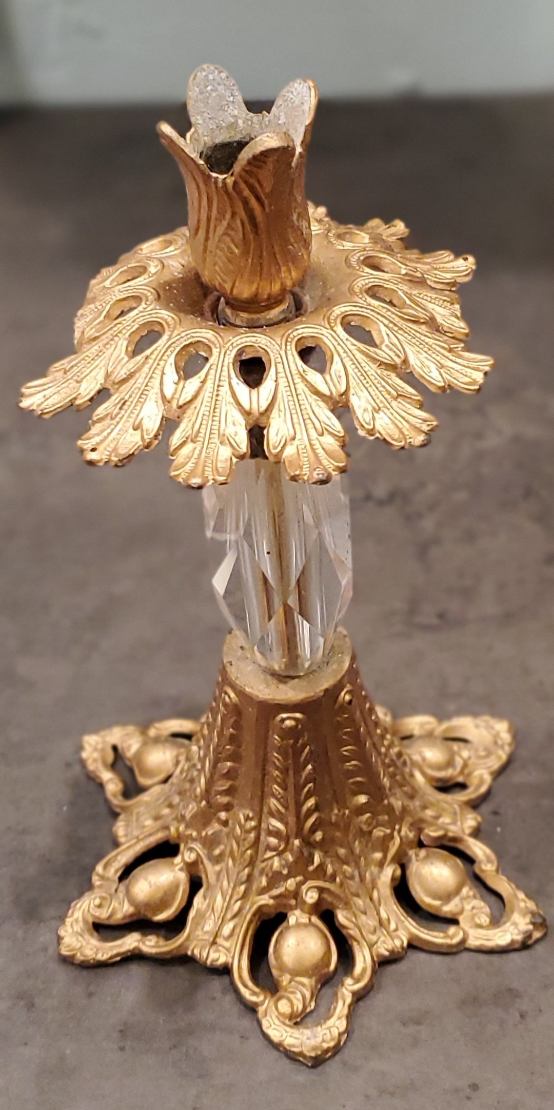 Vintage Brass Candlestick Holder / Lamp Base 11" Tall / Imperfect - Etsy
