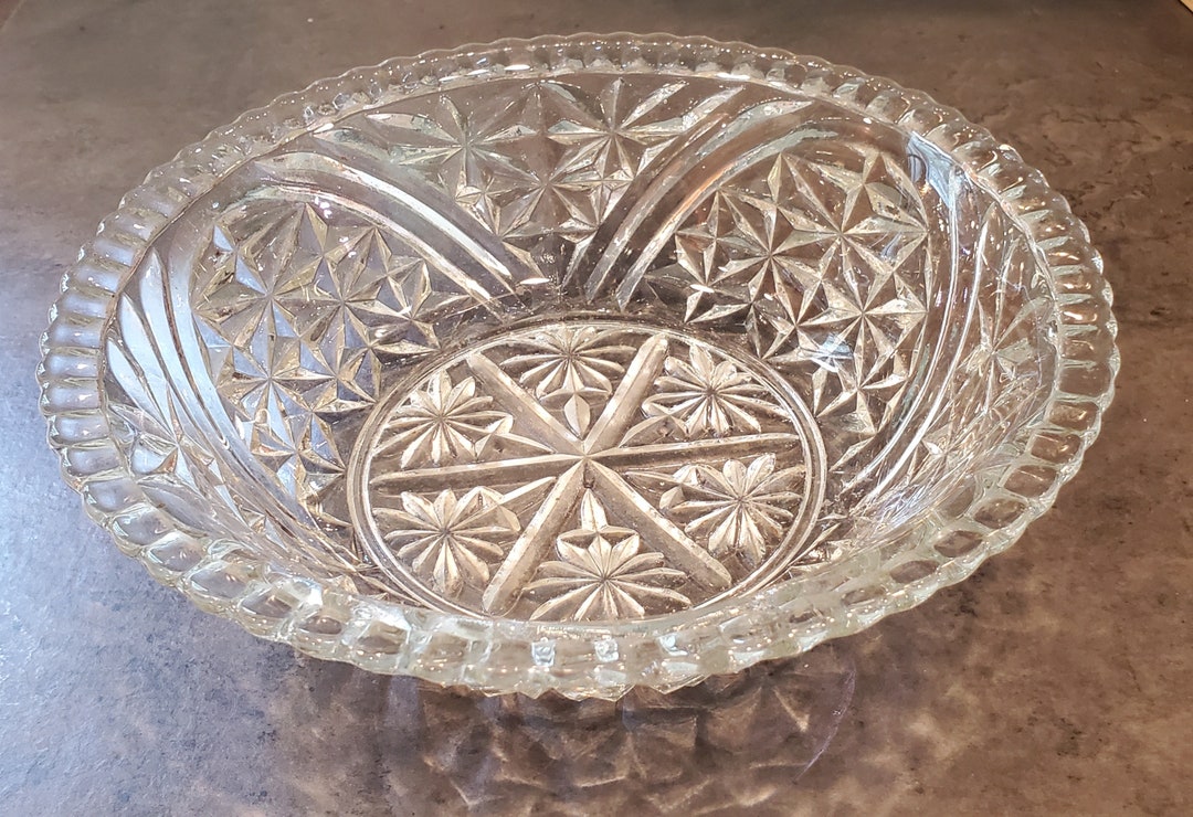 MC Anchor Hocking Stars and Bars Cut Glass Fruit / Salad 10" Bowl - Etsy