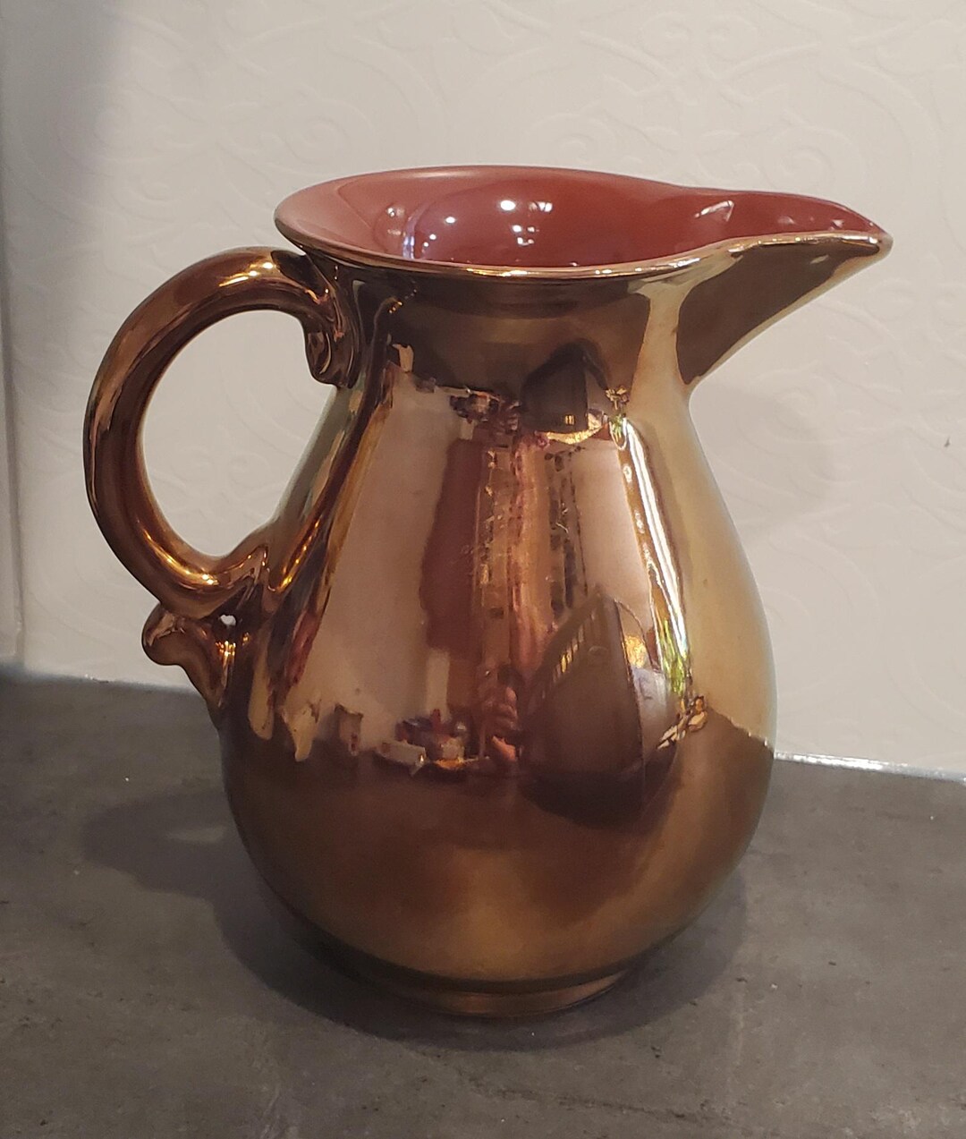 Metallic Copper Luster Pitcher / Peasant Valley Made in Italy MC ...
