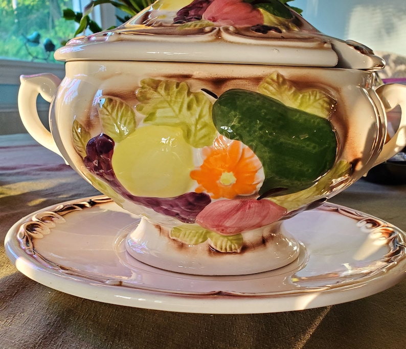 Vtg Decorative MC Ceramic Soup Tureen With Platter - Etsy