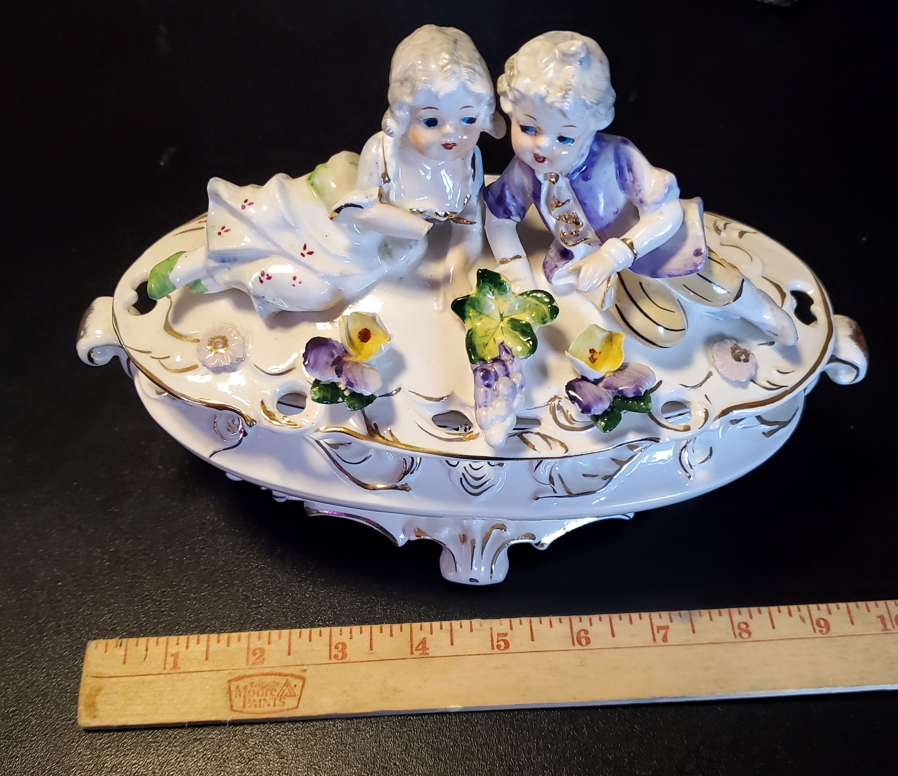 Cute Capodimonte Bowl With Lid Victorian Couple - Etsy