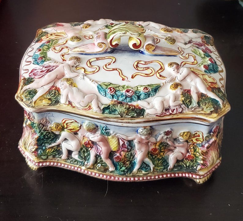 Capodimonte Box With Lid - Porcelain Vintage 1940s - Etsy