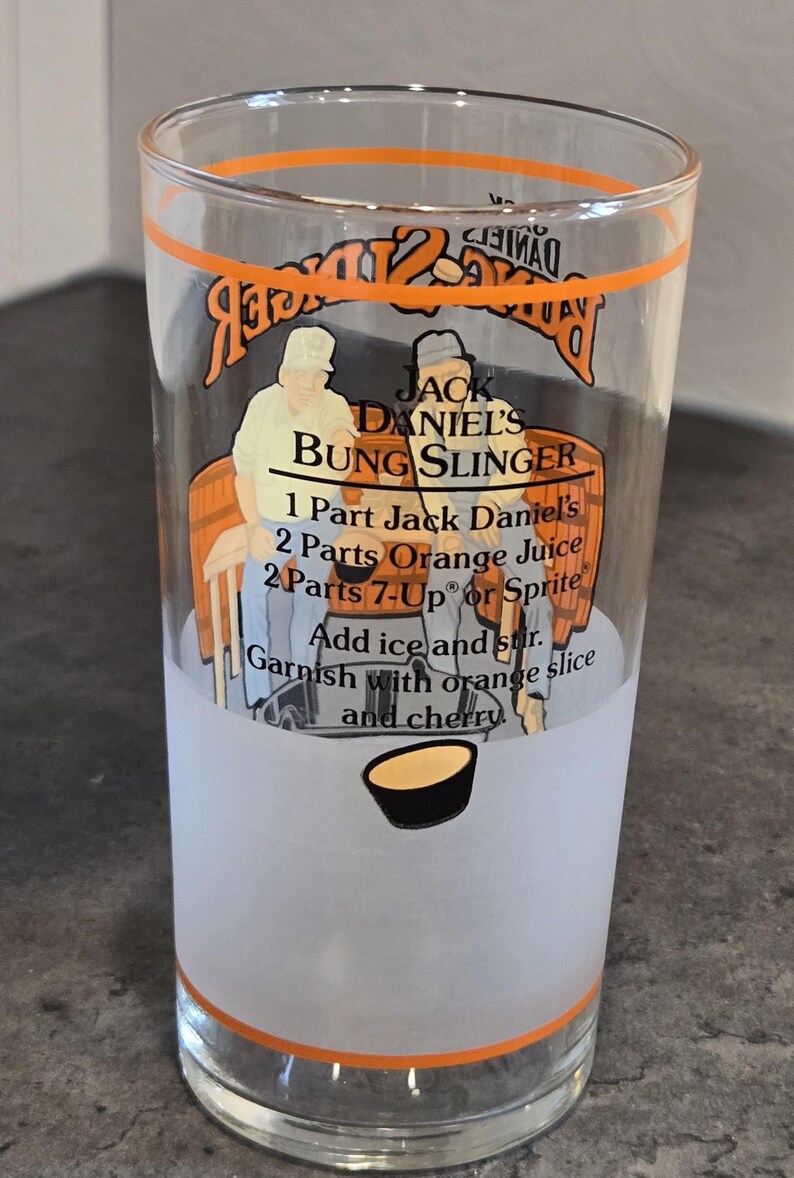 Jack Daniels Bung Slinger Recipe 10 Oz Glasses / Set of 2 Vintage Clear ...