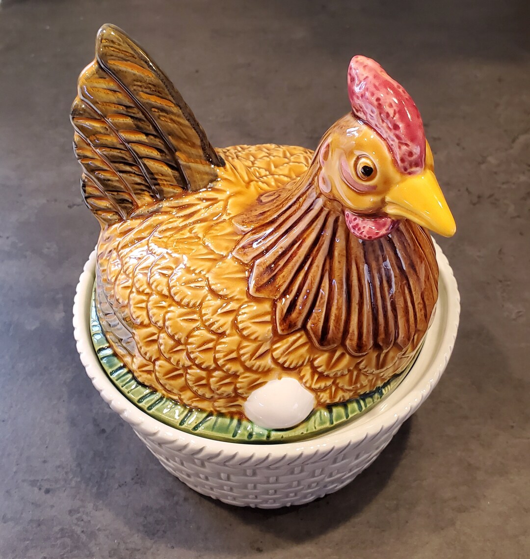 Vtg Ceramic Rooster Egg Storage - Etsy