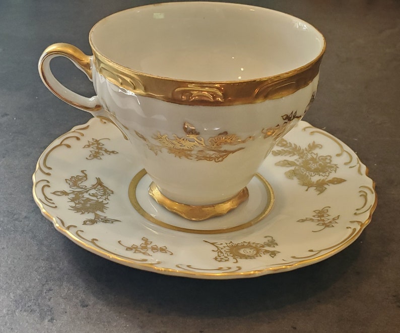 Vintage White and Gold Teacup & Saucer by Norcrest Fine China MC - Etsy