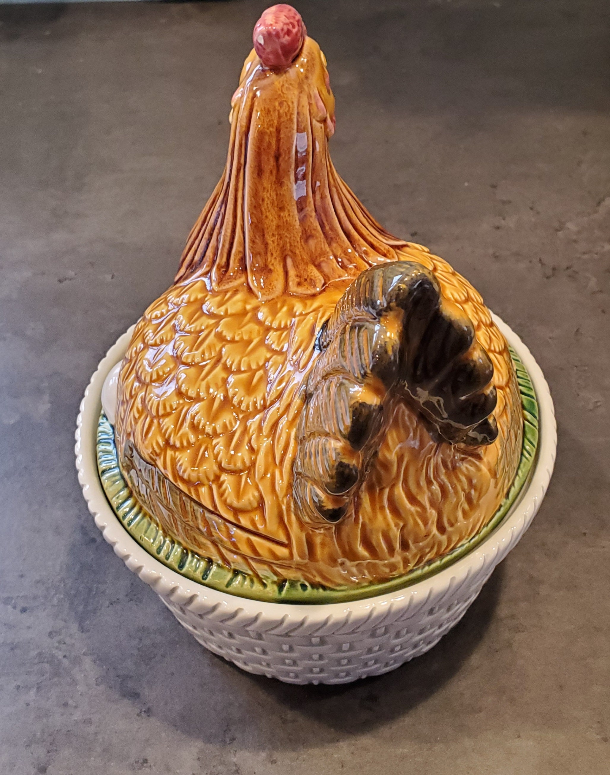 Vtg Ceramic Rooster Egg Storage - Etsy