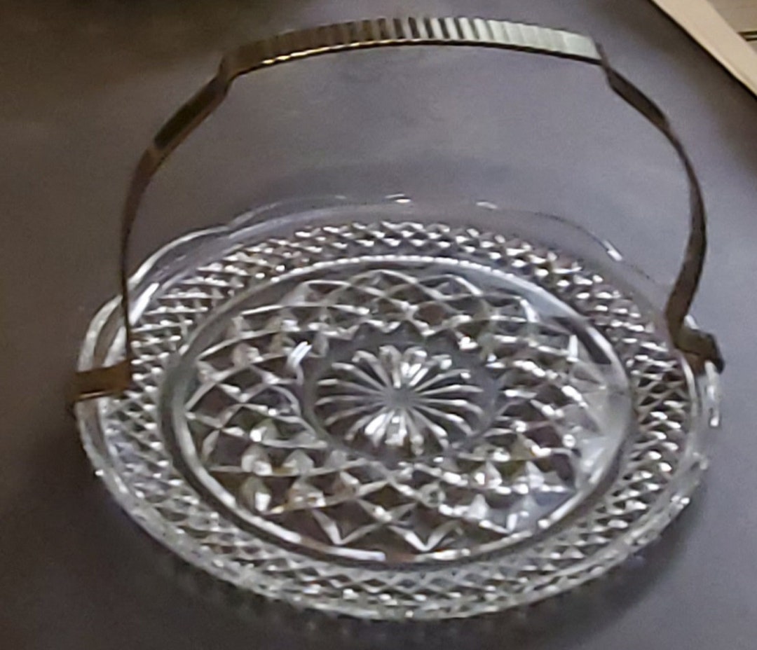 Condiment Dish / Round Pressed Glass With Removable Handle - Etsy