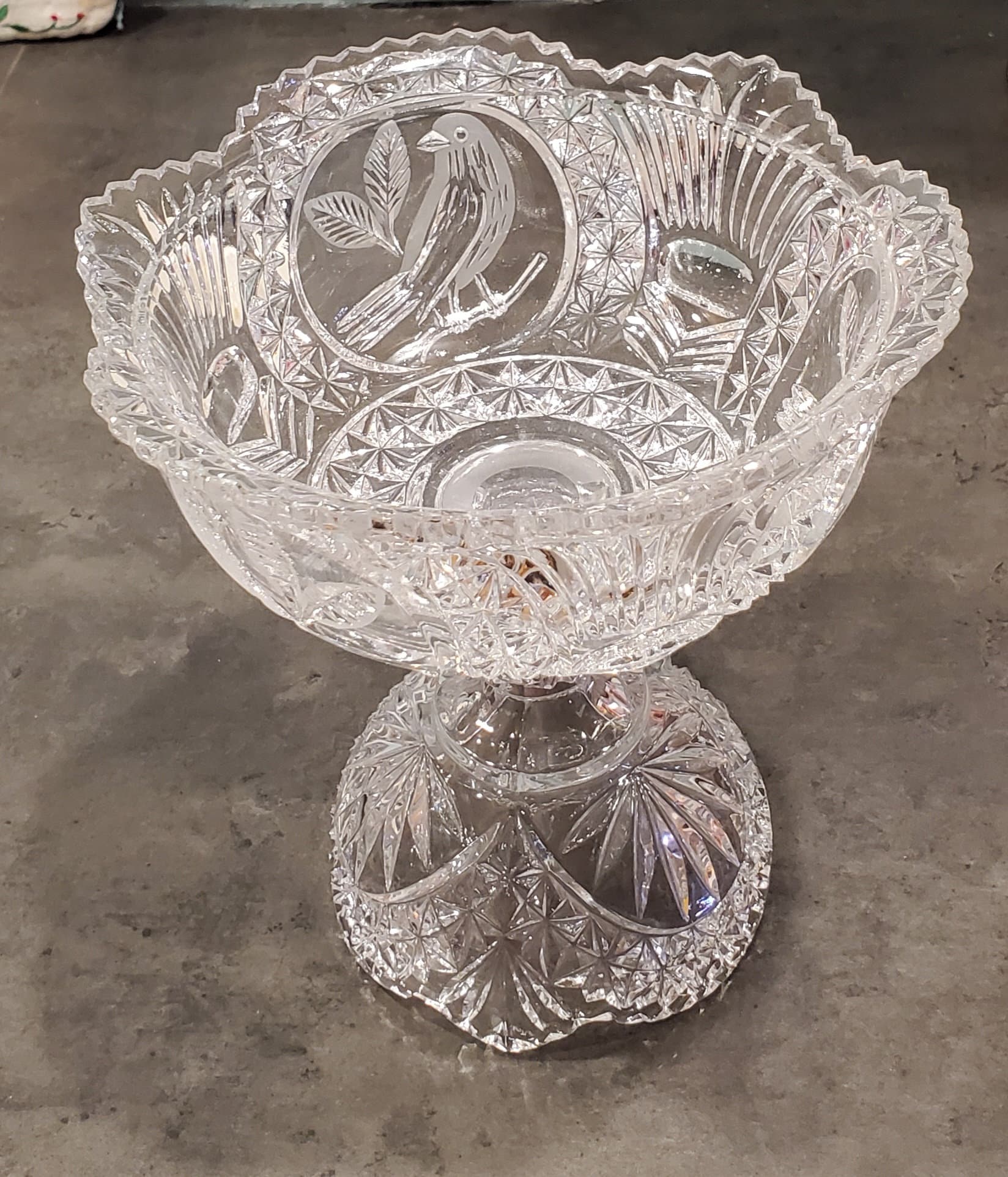 Pressed Glass Crystal Footed Pedestal Compote Dish / Byrdes Collection ...