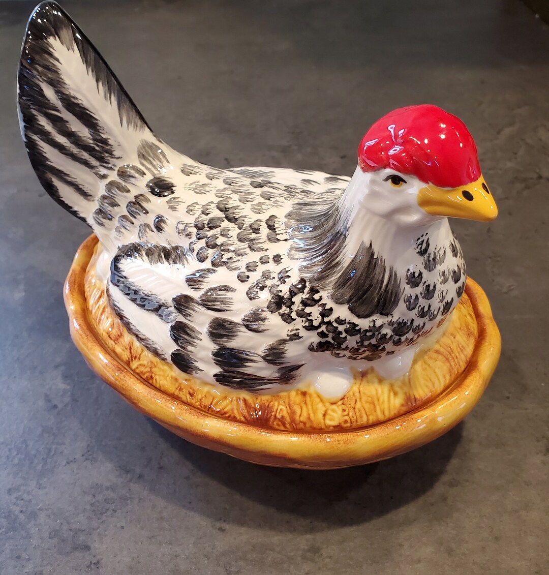 Vtg Ceramic Hen Egg Storage - Etsy