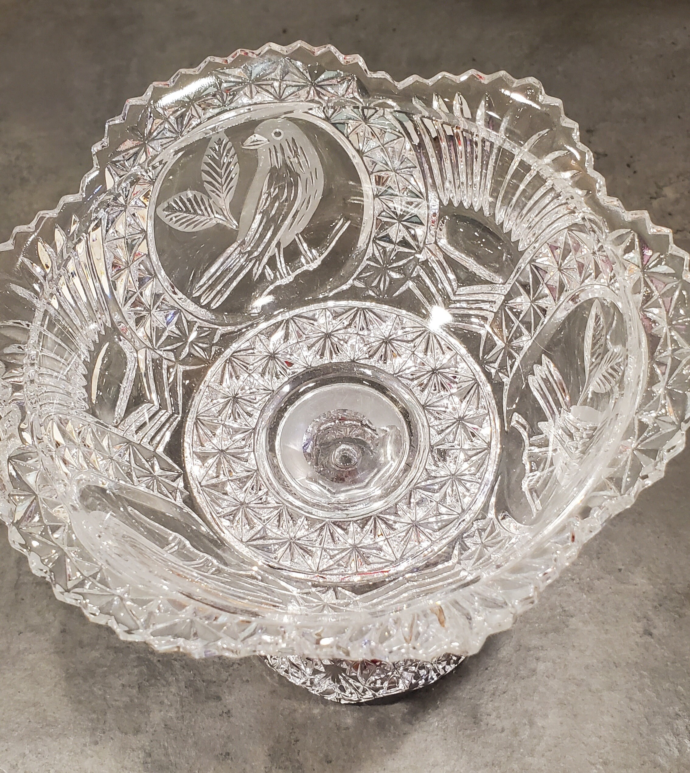 Pressed Glass Crystal Footed Pedestal Compote Dish / Byrdes Collection ...
