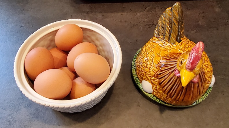 Vtg Ceramic Rooster Egg Storage - Etsy