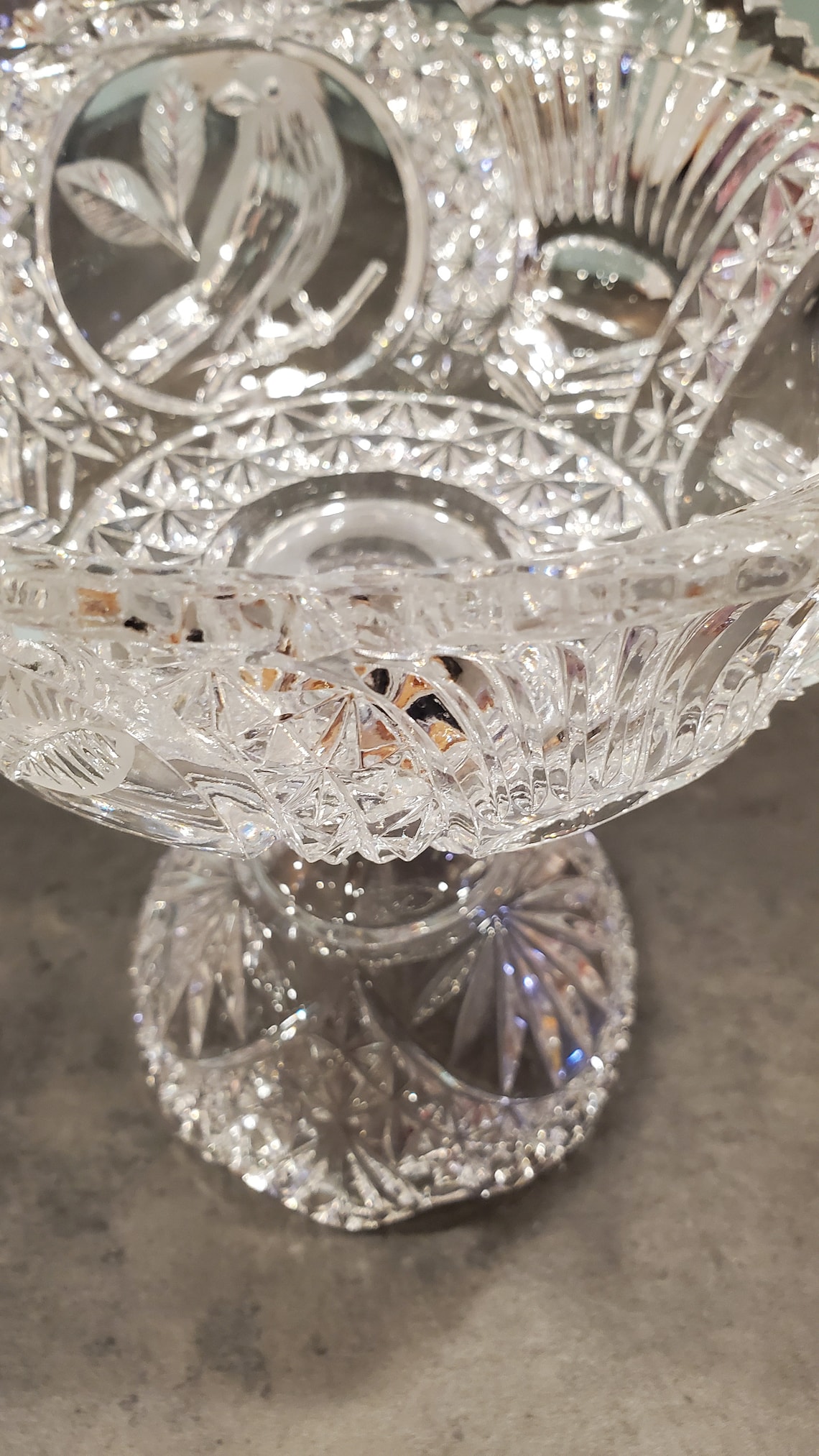 Pressed Glass Crystal Footed Pedestal Compote Dish / Byrdes Collection ...