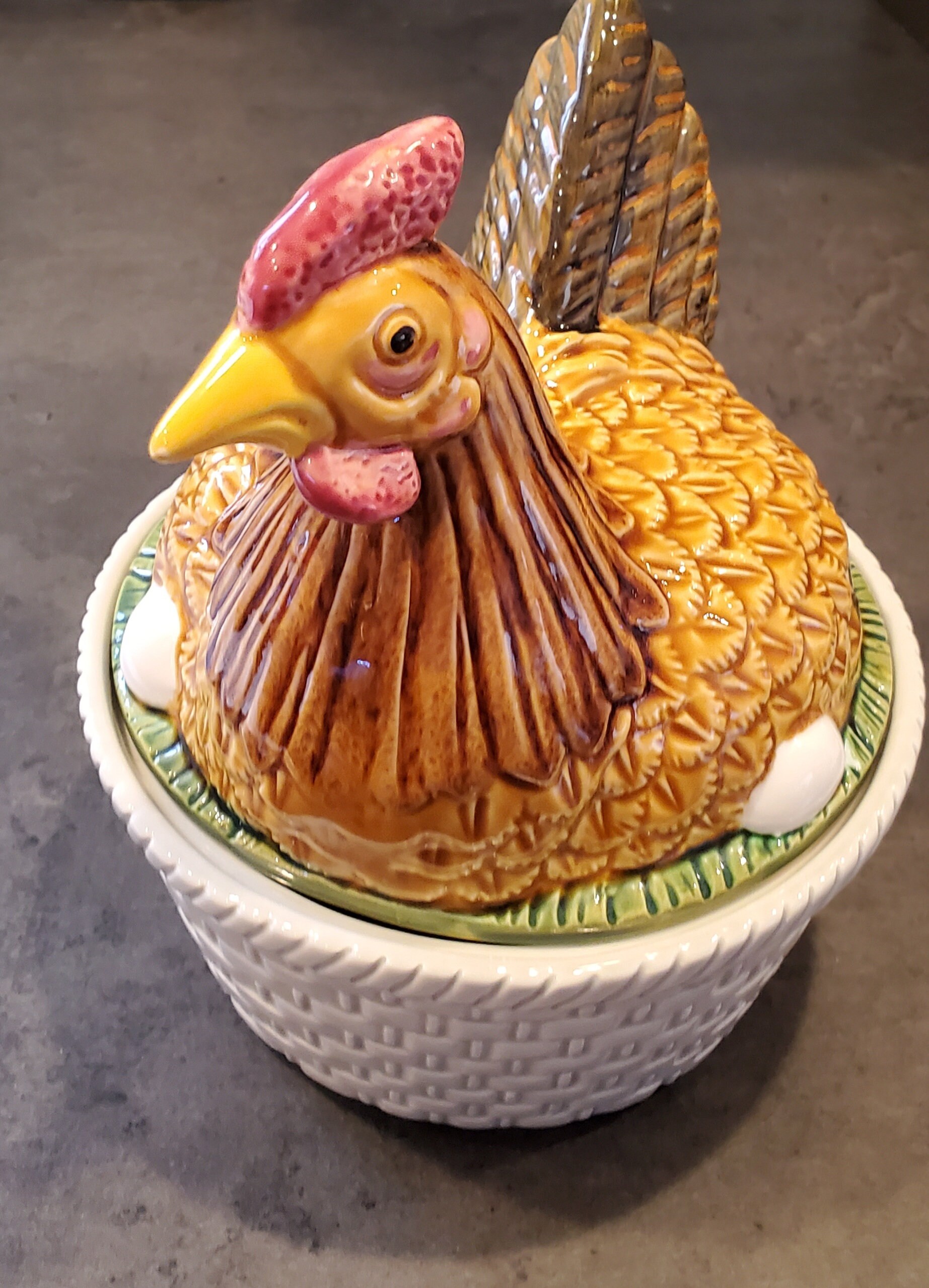 Vtg Ceramic Rooster Egg Storage - Etsy
