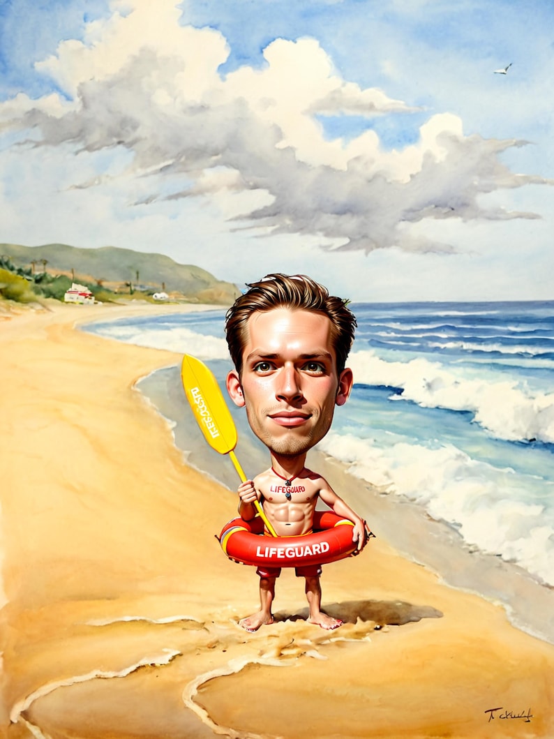 Custom Lifeguard Caricature | Personalized Digital Portrait - Etsy