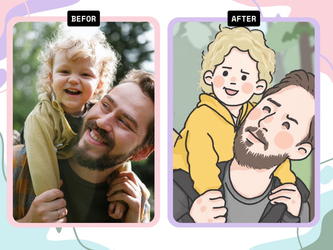 Cute Custom Cartoon Portrait From Photo | Personalized Chibi Kawaii ...