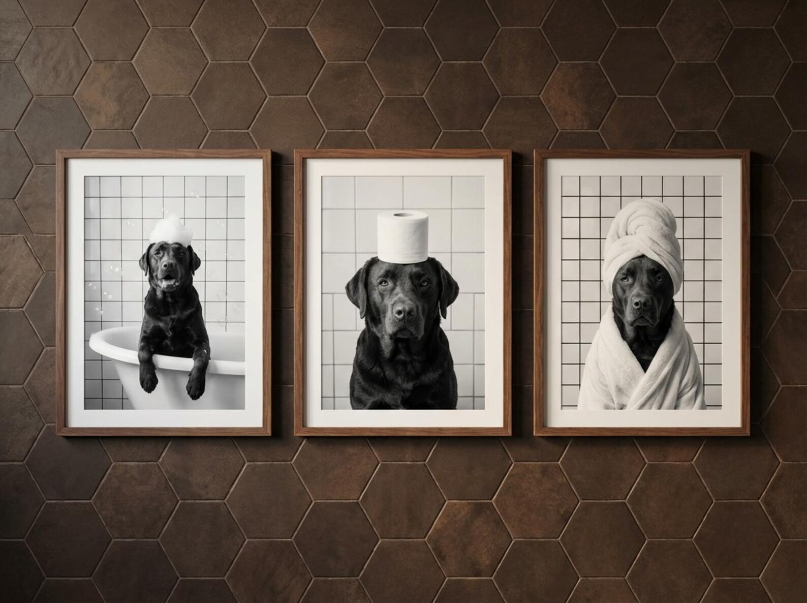 Funny Black Labrador Dog Bathroom Wall Art | Retriever Toilet Decor ...