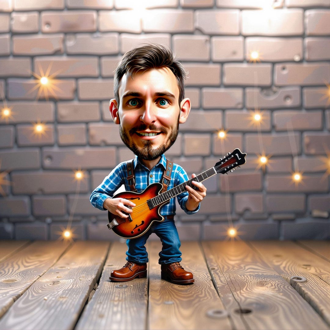 Custom Mandolin Player Caricature, Funny Musician Portrait (digital) - Etsy