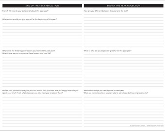 End of Year Reflection Workbook, Self-guided Workbook, Thought ...