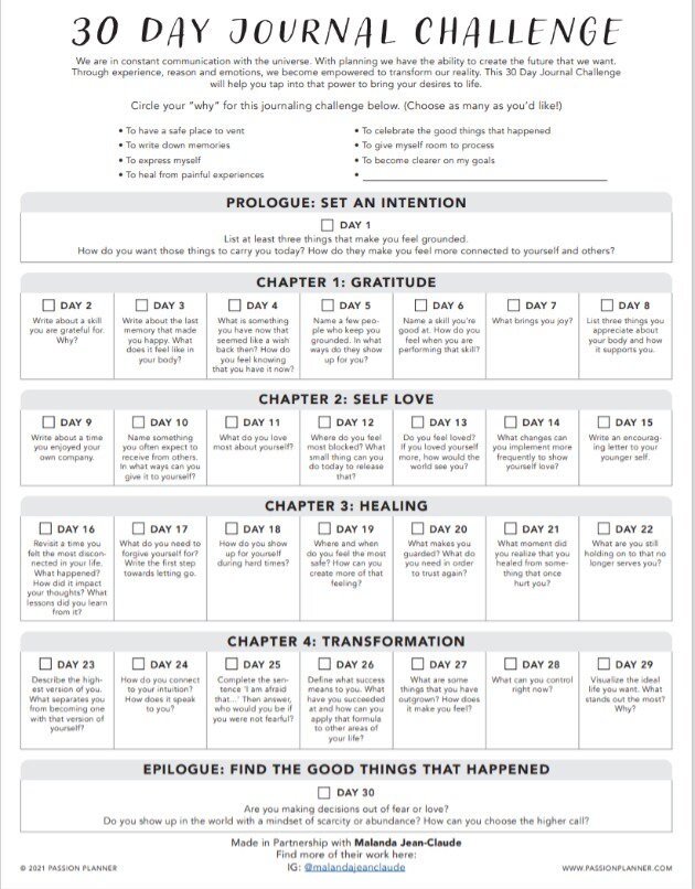 30 Day Journal Challenge - Etsy
