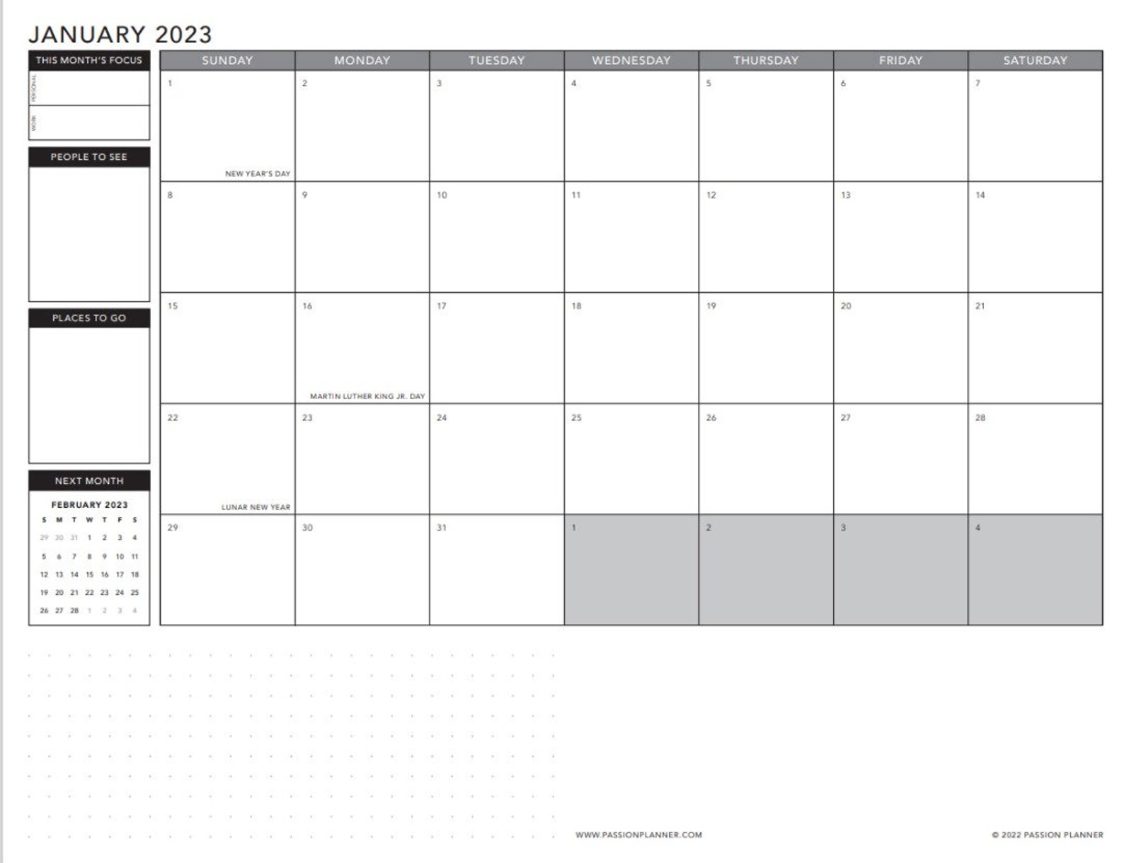 12 Month Dated Monthly PRINTABLE CALENDAR - Etsy