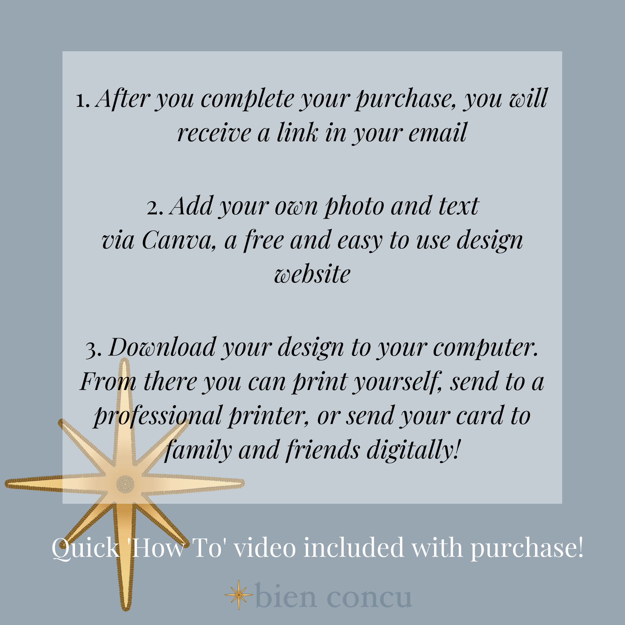 Printable Christmas Card Template, 5x7, Christmas Star, Gold Christmas ...