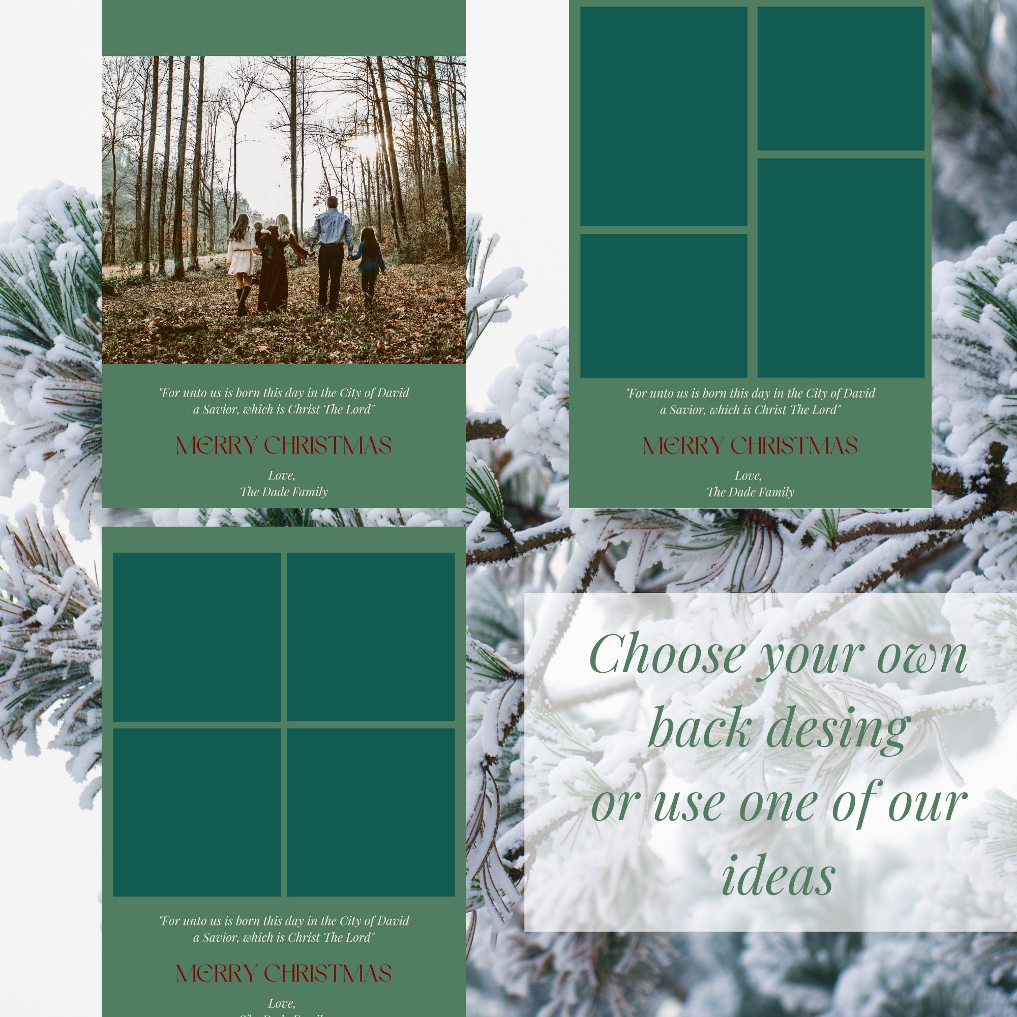 Printable Christmas Card Template, 5x7 Christmas Card, Modern Christmas ...