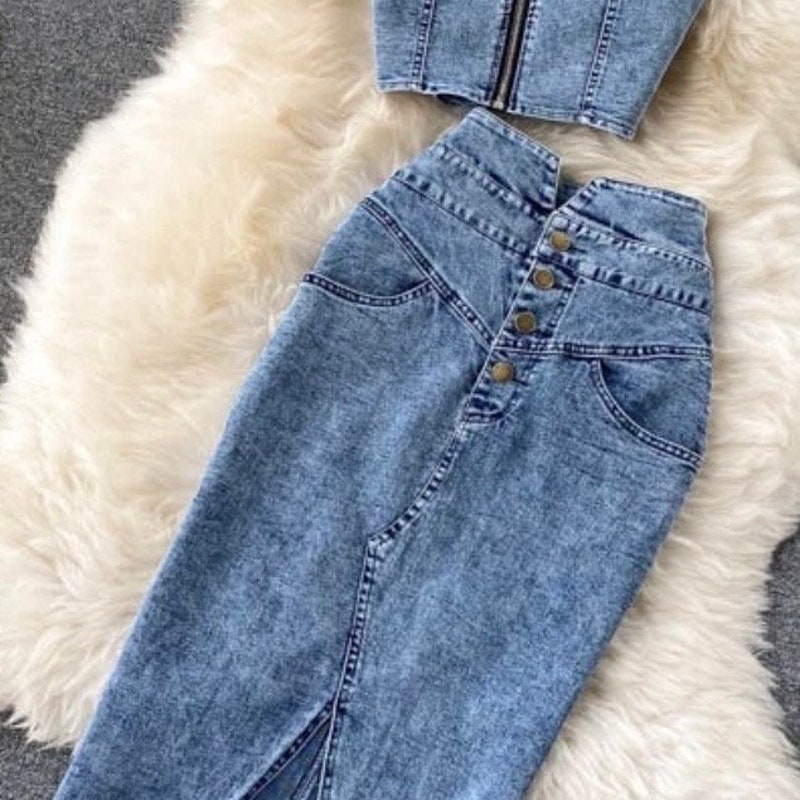 Two Piece Set Denim - Etsy