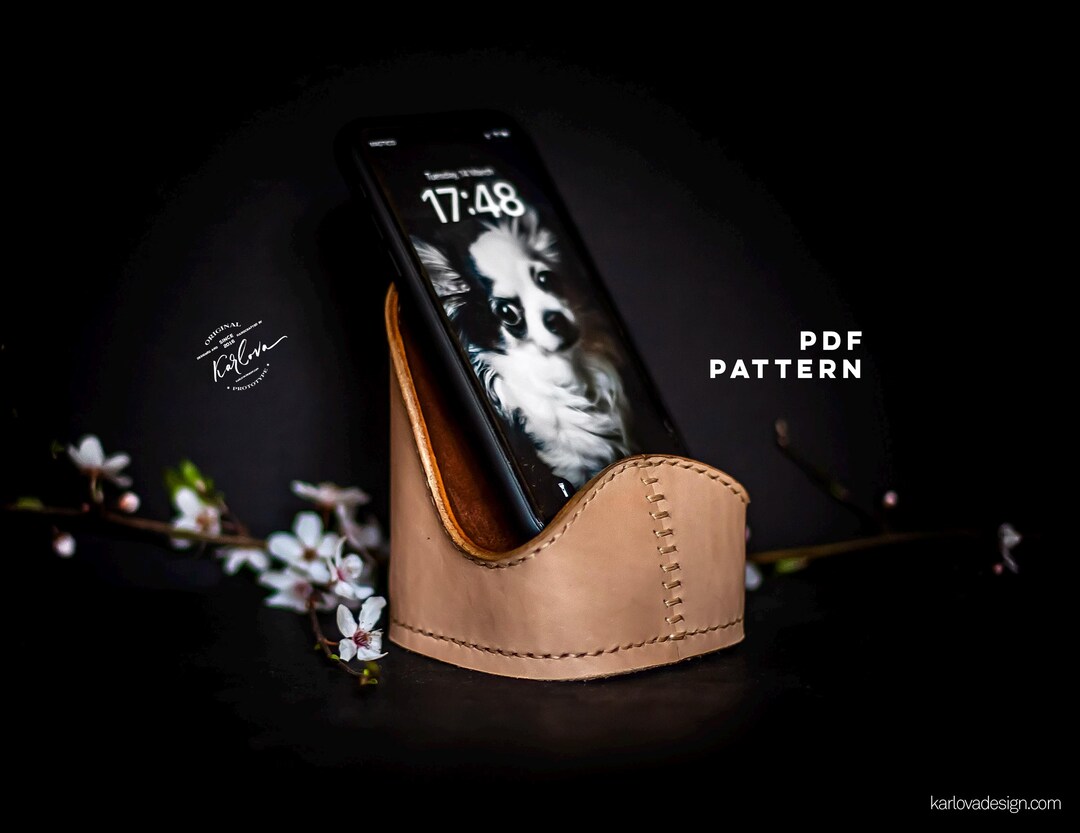 Square Leather Phone Cradle Pattern Smartphone Stand Template DIY PDF ...