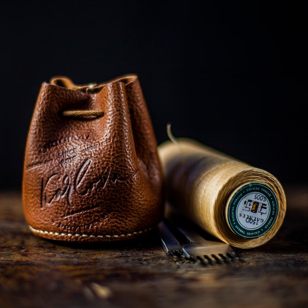 Leather Drawstring Pouch - Etsy