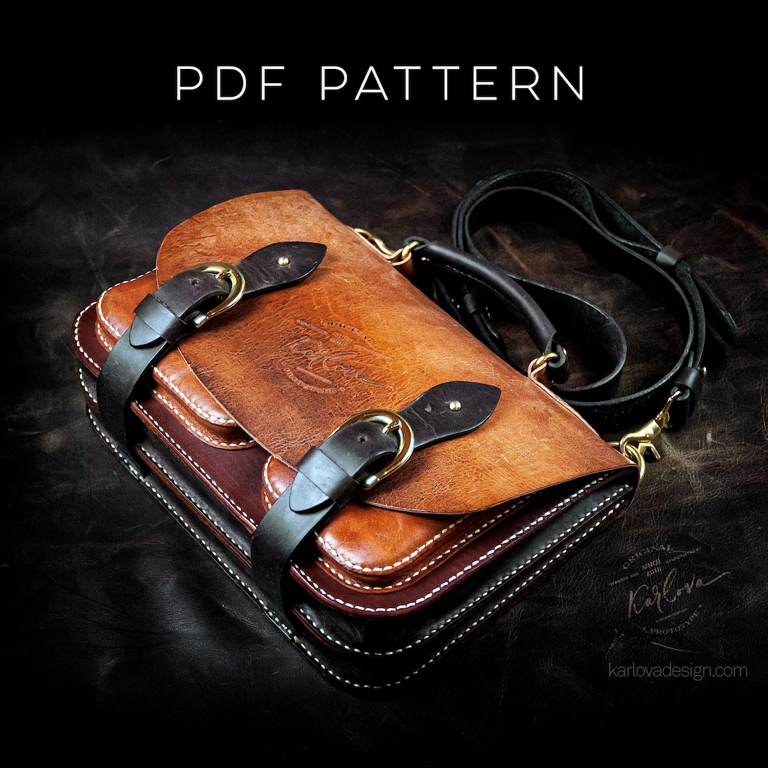 Cognac M Leather Briefcase Pattern, Leather Vintage Satchel Crossbody ...