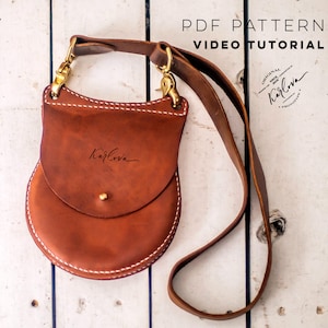 Round Little Leather Bag PDF Pattern Download - Leather Craft Pouch ...