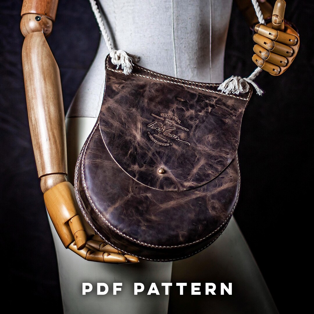 Leather Medium Round Bag Pattern, Leather Craft Template, PDF Download ...
