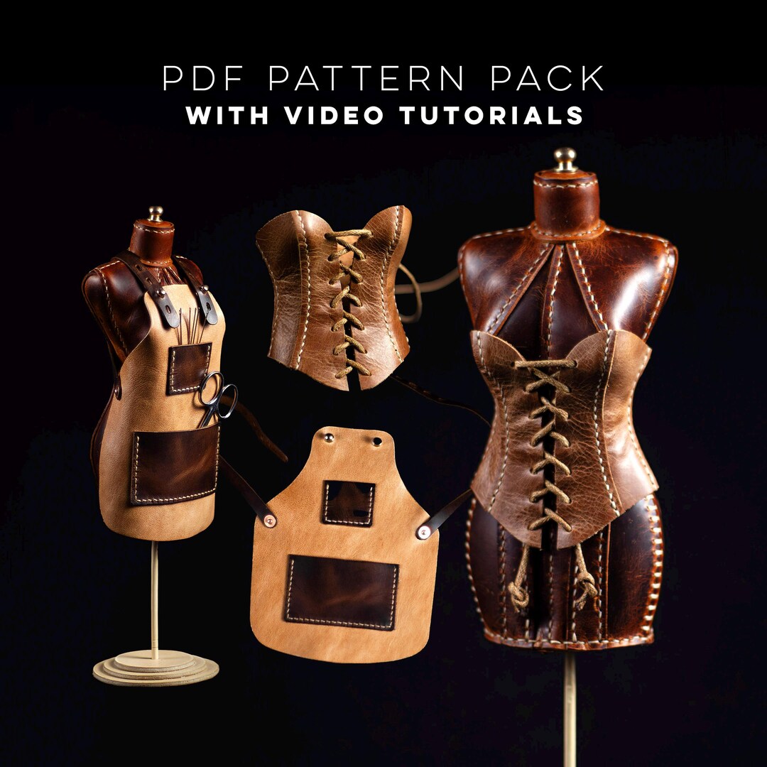 Leather Pattern Pack 3 in 1 - Mini 8" Dress Form, Mini Apron and Mini ...