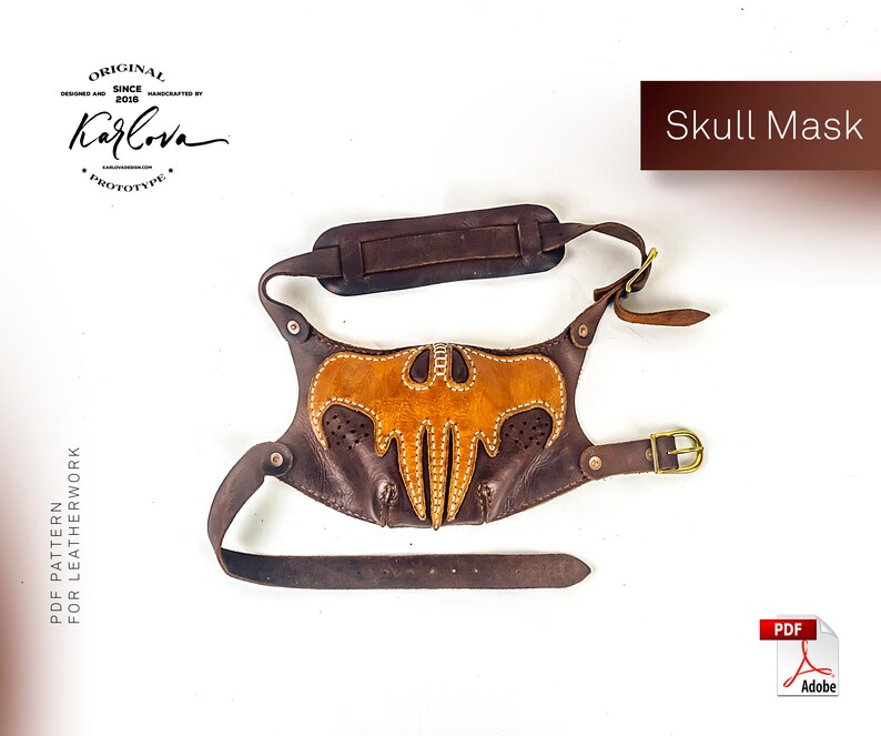 Leather Skull Biker Mask Pattern, Leather Craft Template, DIY PDF ...